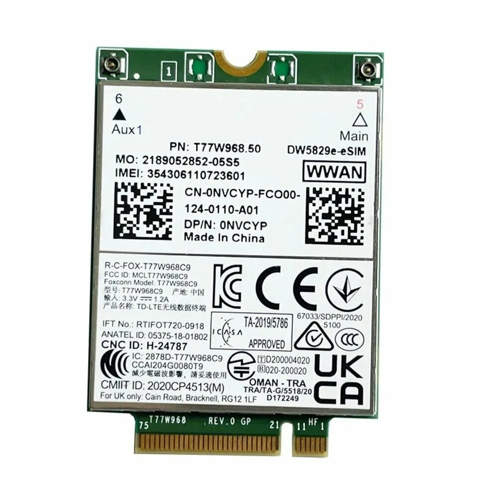 T77W968.50 DW5829e-ESIM Модуль Модема M.2 4G Для Ноутбука 7320 7330