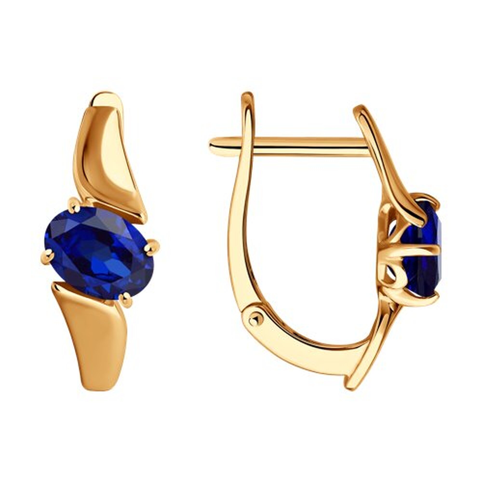 Серьги, красное золото, 585 проба, сапфир