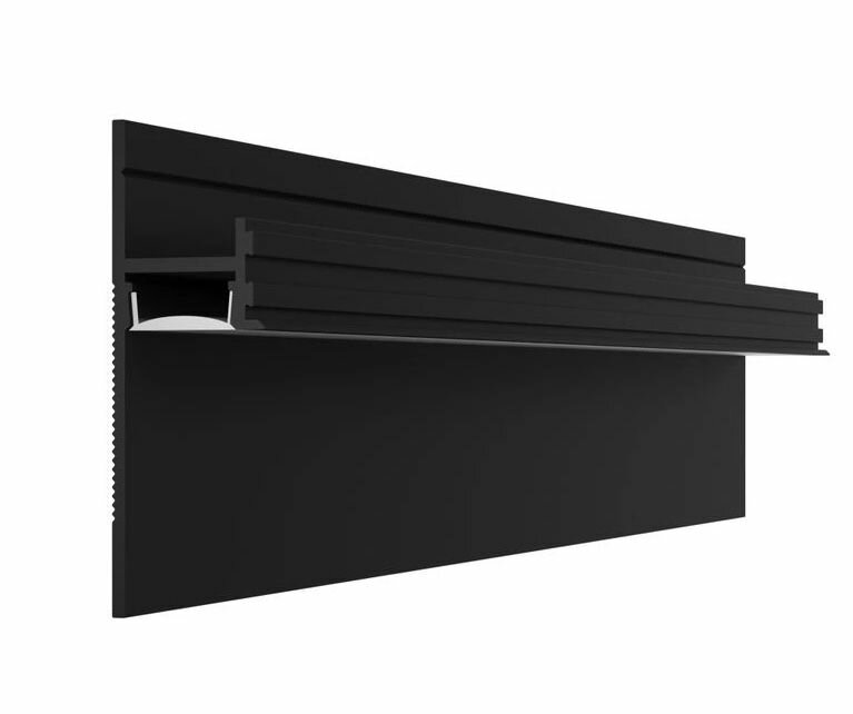 Скрытый плинтус LED ПО195 теневой профиль черный 52/2,7 м