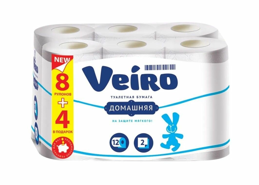Veiro Бумага туалетная Домашняя, 2 слоя, 12 рулонов