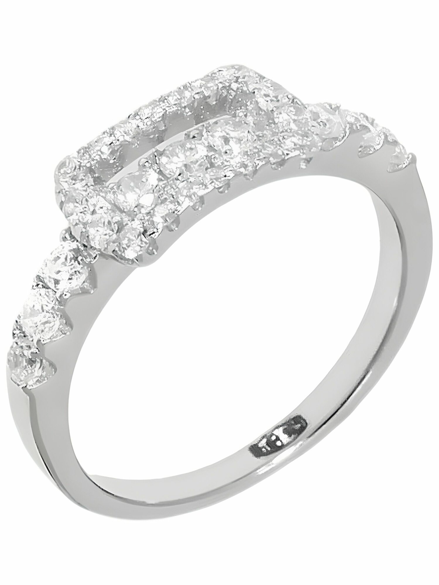 Кольцо тонкое, серебро, 925 проба, родирование, фианит