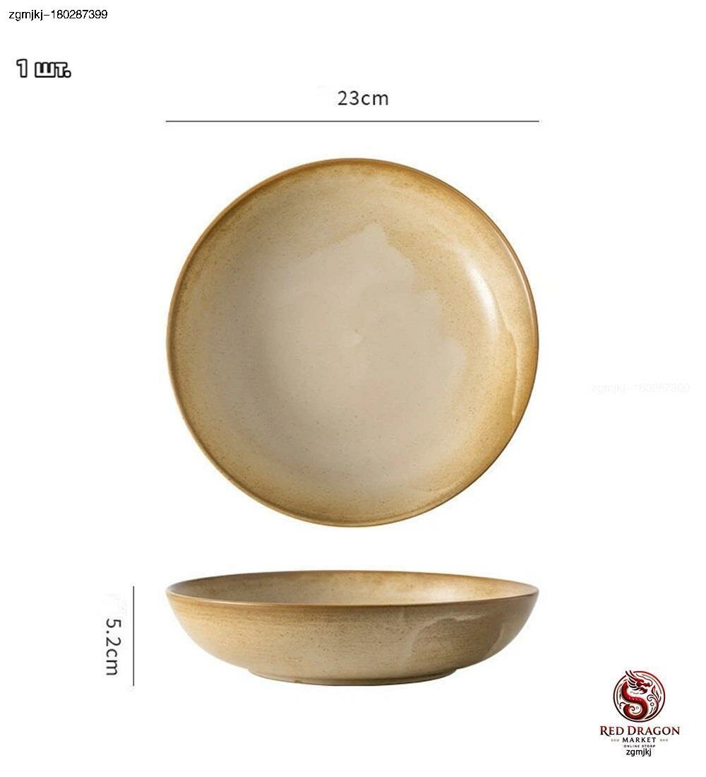 Круглая глубокая обеденная тарелка из обожженной в печи глины 23х5,2 см
