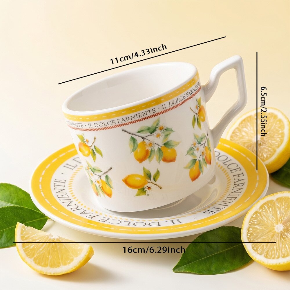 Керамическая кофейная чашка Французский лимонный сад с блюдцем