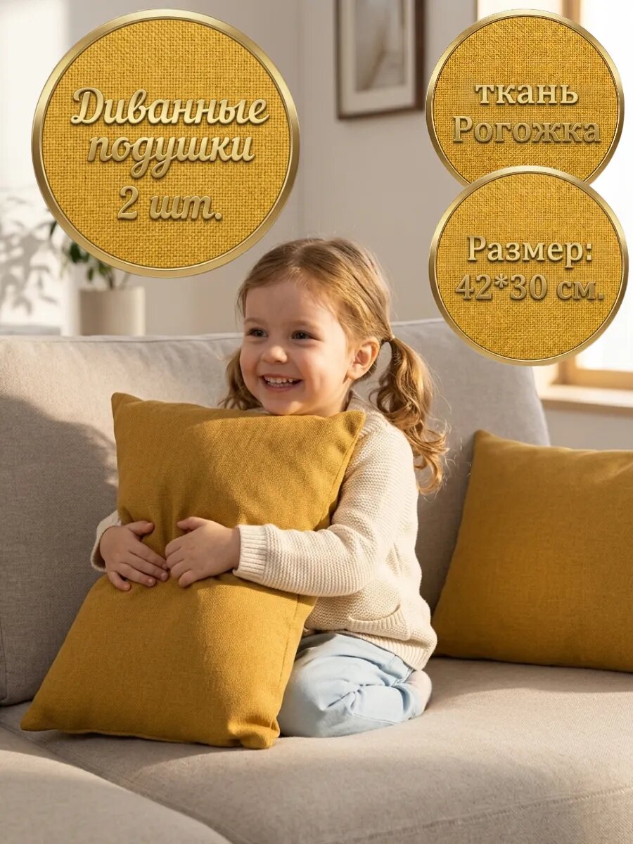 Подушки декоративные диванные 2 штуки.