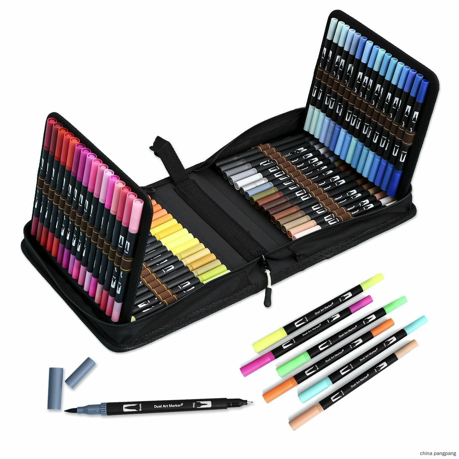 Набор маркеров Art Markers Dual Tip Brush Pens с кистью и тонким наконечником, 120 цветных ручек, 0,5 миллиметр тонкий наконечник, 1-2 миллиметра