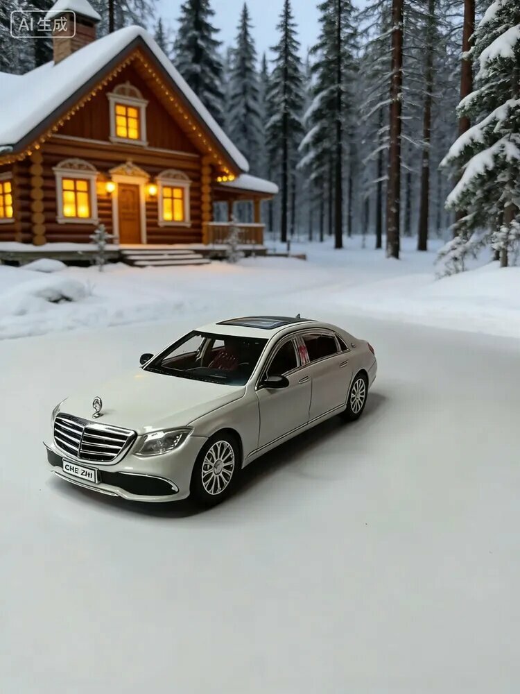 Модель автомобиля Mercedes-Benz E-300еL коллекционная металлическая игрушка масштаб 1:24 белый