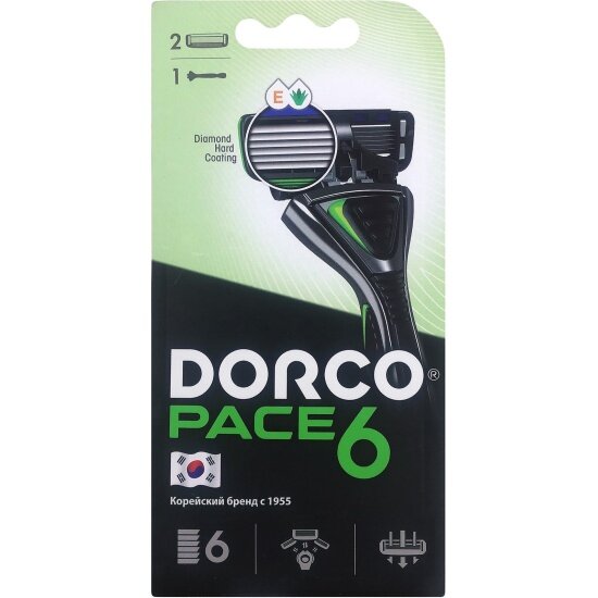 Бритвенный станок Dorco Pace 6, 2 сменные кассеты