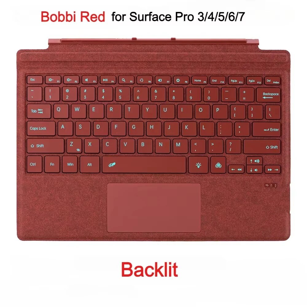 Беспроводная клавиатура Bobbi Red для Surface Pro 3/4/5/6/7, подсветка, Russian Keyboard