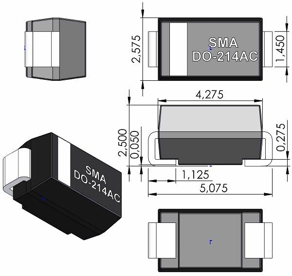1SMA12AT3G, Диоды защитные / 2 штуки