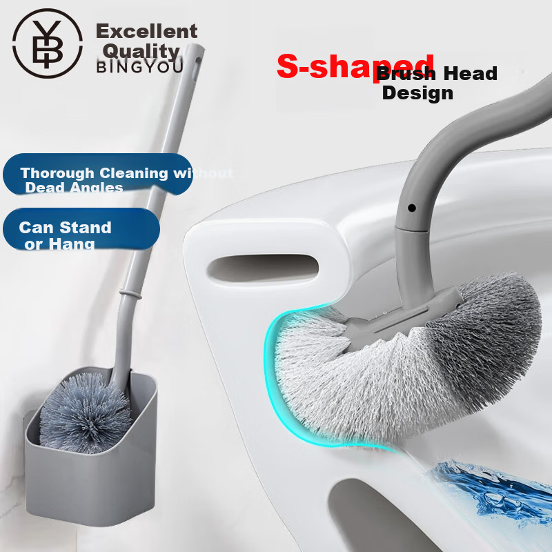 Bingyou Japanese Toilet Brush Set, Bathroom Toilet Brush with Soft Bristles, Wall-Mounted Toilet Brush for Bathroom and Toilet Cleaning