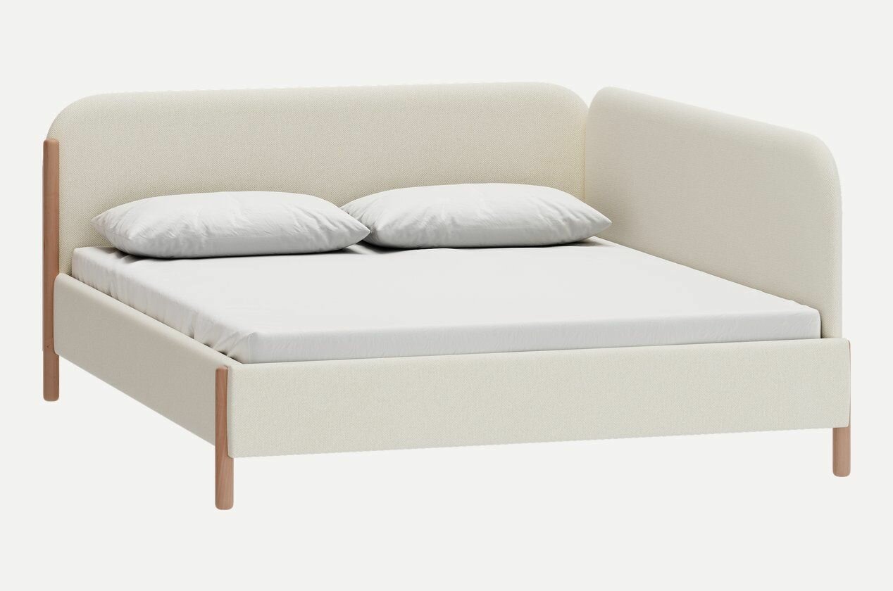 Кровать Кейси-Б 160 Рогожка Белый, divan.ru, 212x176x91, белый