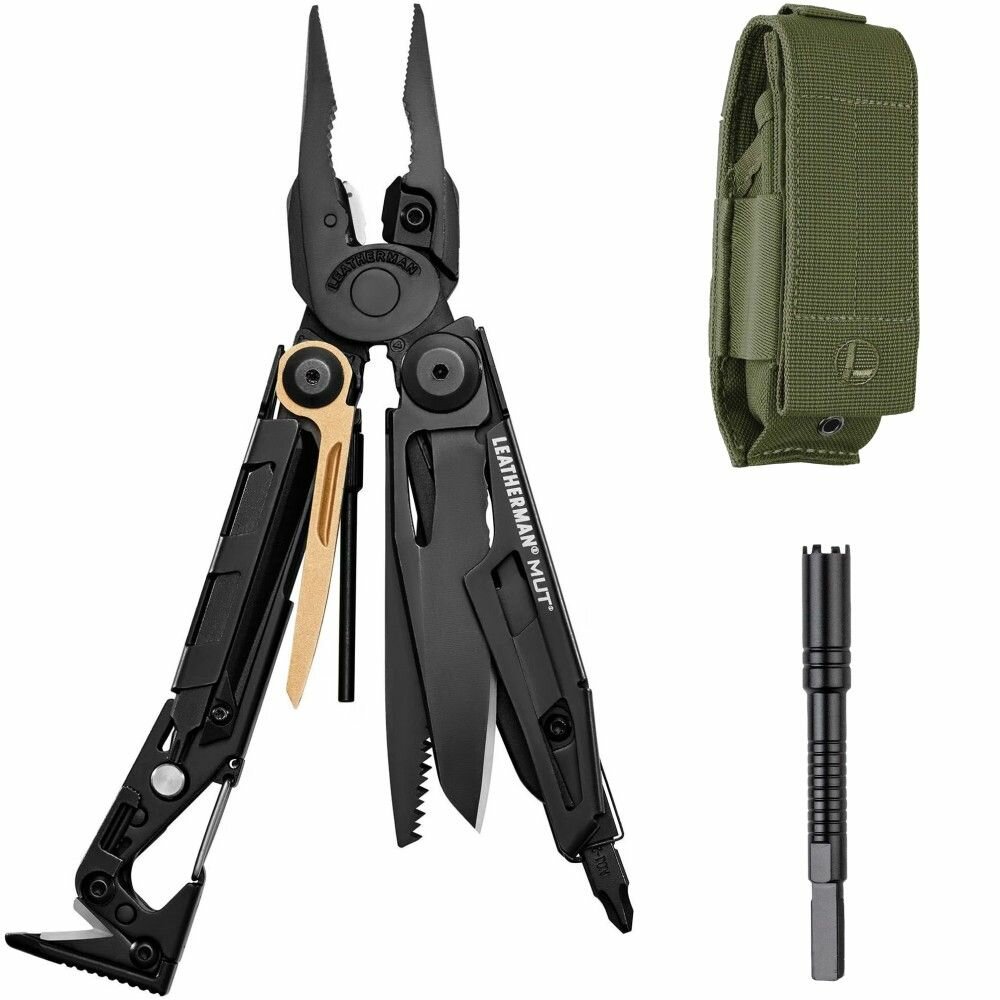 Мультитул Leatherman MUT Black (833084), 16 инструментов, MOLLE Green