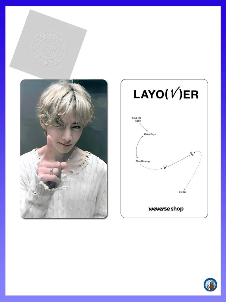 Коллекционная карта BTS V: альбом Layover, эксклюзивный дизайн (1 шт.)