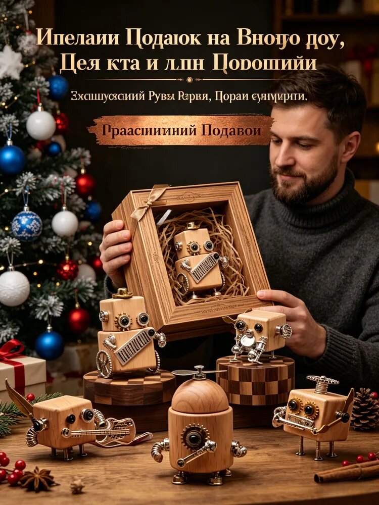 Конструктор, панк-группа, деревянный робот, коллекционная фигурка, декор для комнаты