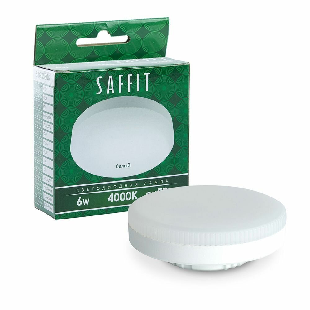 Лампа светодиодная SBGX5306 GX53 6W 230V 4000K SAFFIT 55195