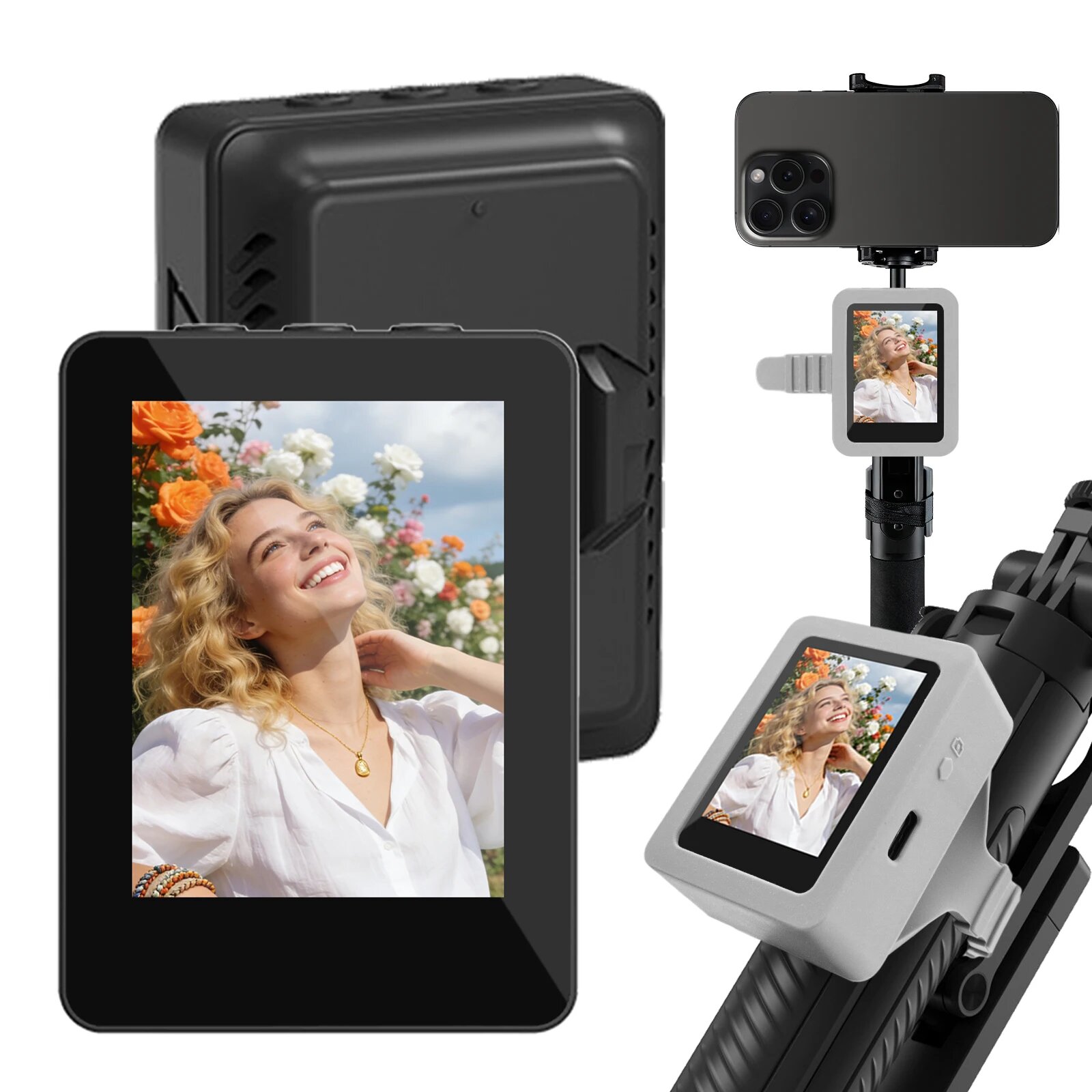 Миниатюрный Мобильный Монитор Для Задней Камеры Телефона С Функцией Selfie Screen-Gray