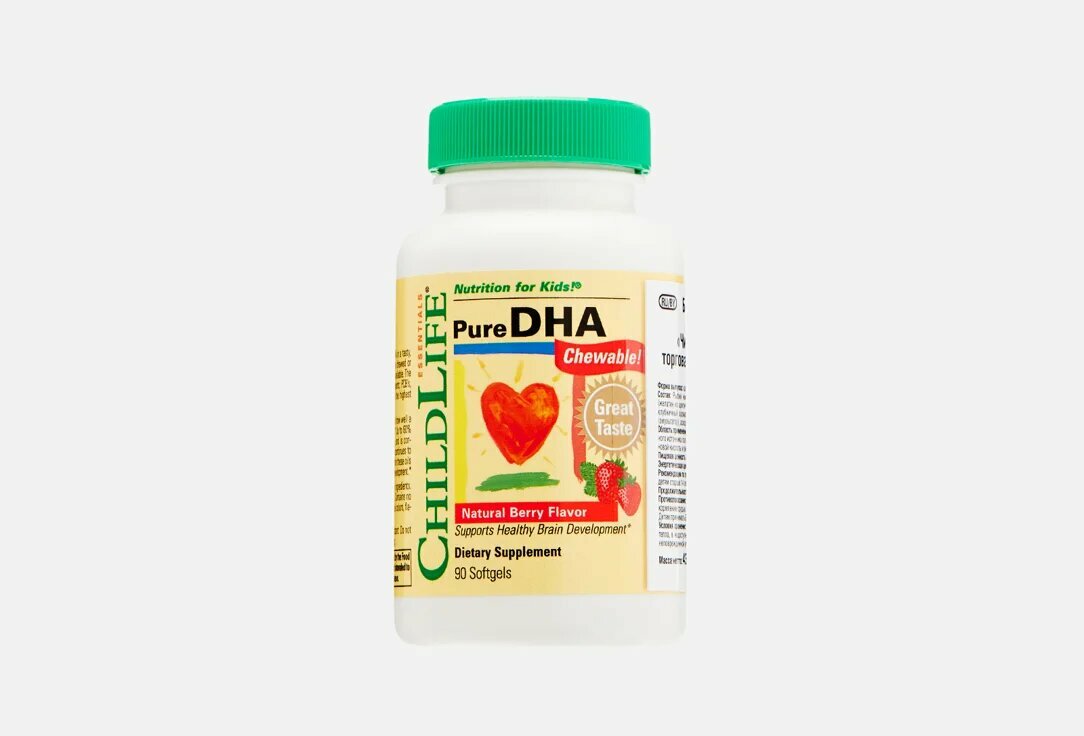ChildLife Pure DHA с клубникой в капсулах омега-3 для детей 90 шт