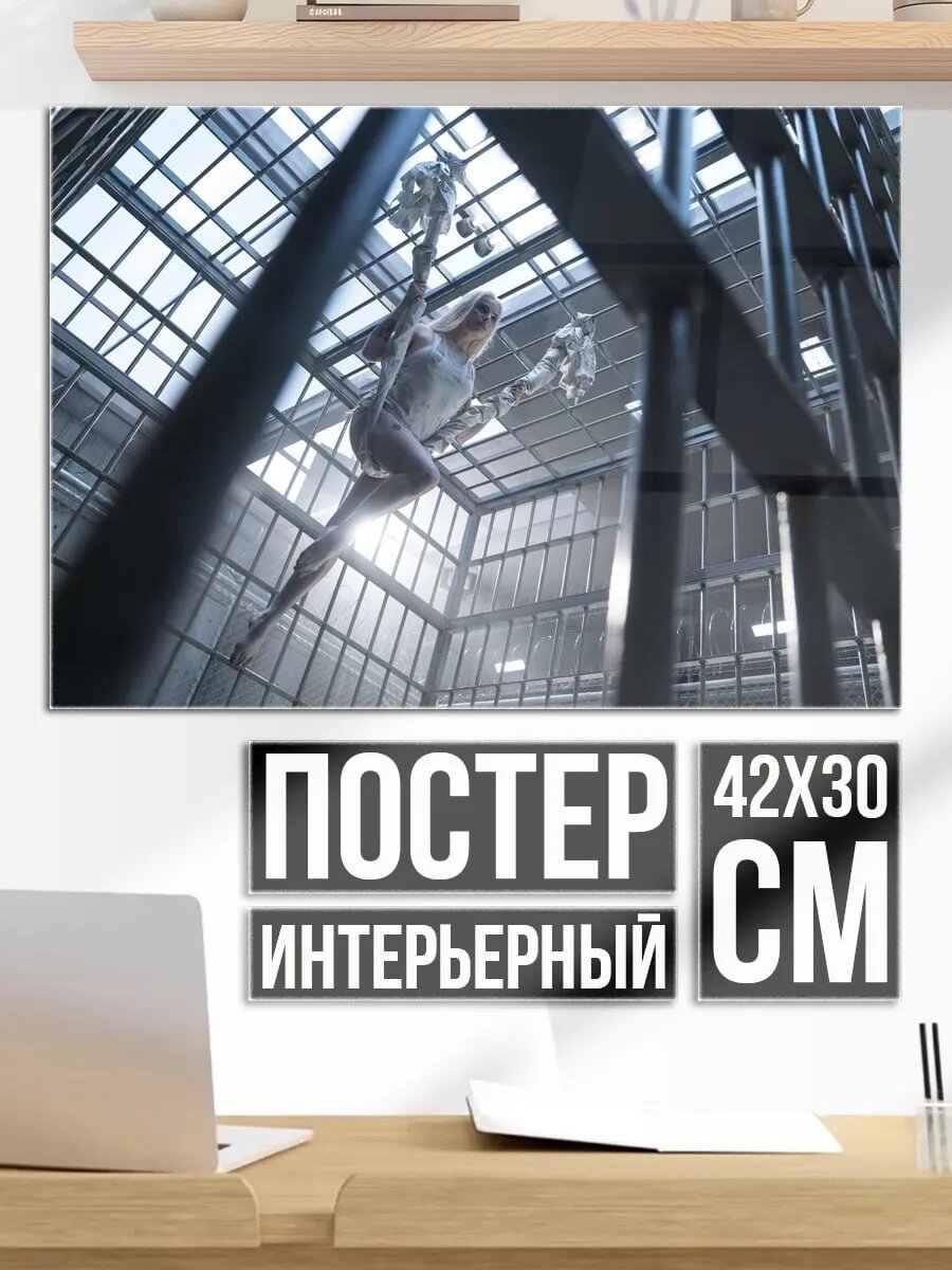 Плакат постер Белый герой в клетке