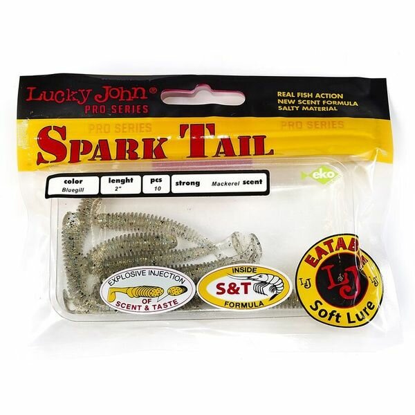 Виброхвосты съедобные искусственные Lucky John Pro Series Spark Tail, вкус макрель (5,0 см (2,0in),10 шт.)