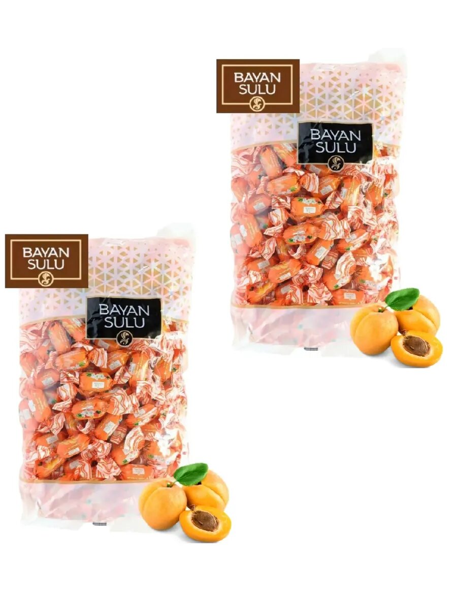 Bayan Sulu Конфеты карамель со вкусом абрикоса, 1 кг, 2 уп
