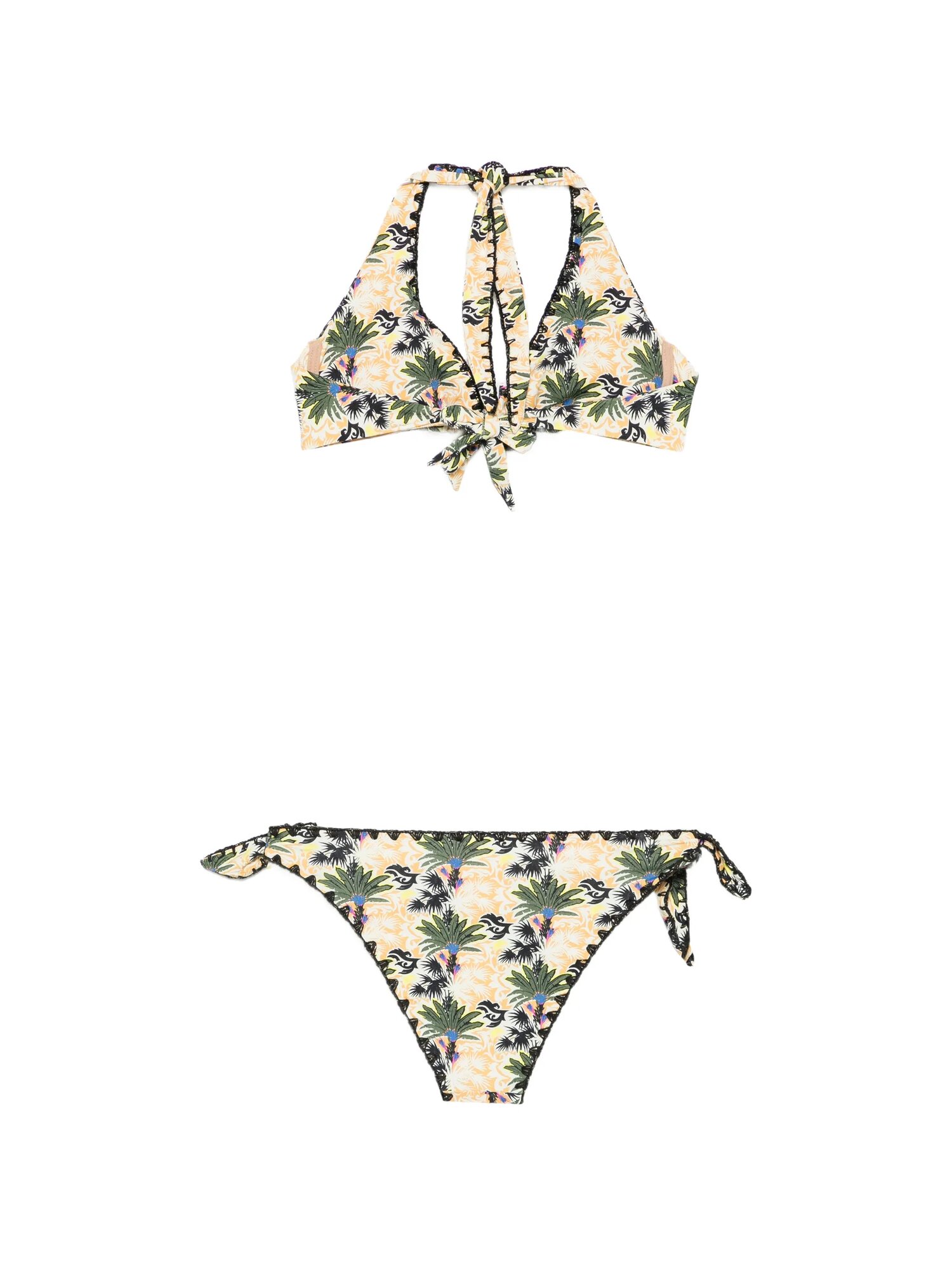 Купальник ANJUNA Palm-print halterneck bikini, размер 42, yellow — фото 1