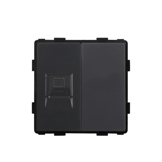 Механизм розетки интернет RJ-45, CAT5e/Blk, цвет черный