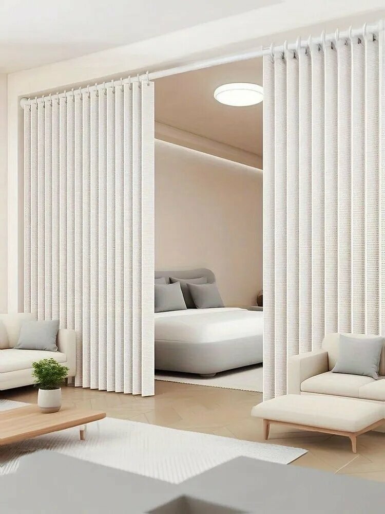 Штора портьера Partition curtain 180х242 см крепление Люверсы бежевый