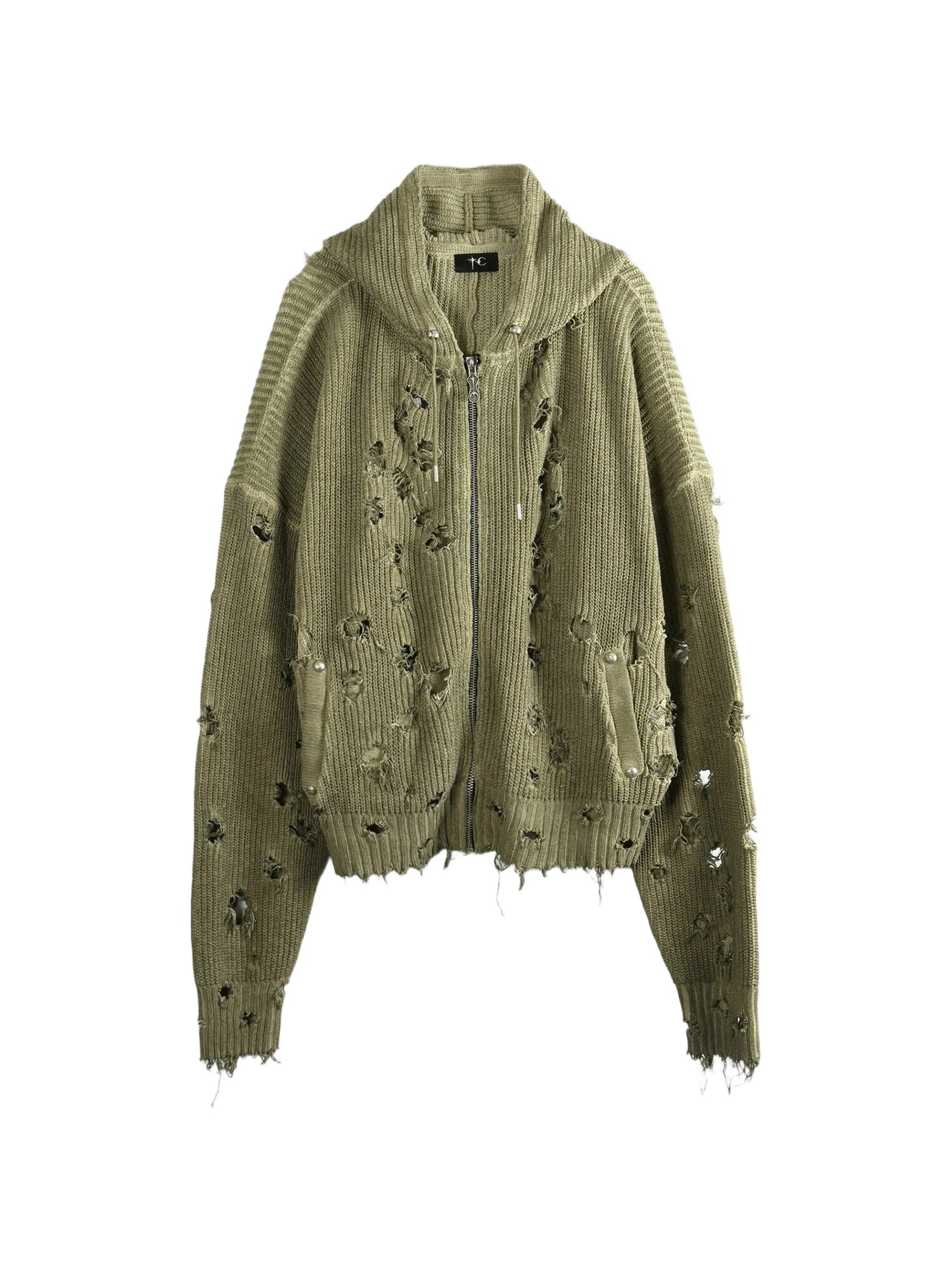 Худи Distressed zip-up hoodie