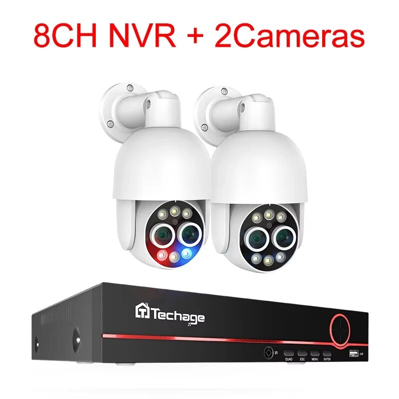 Система камер Techage 8CH PoE 4K 8MP 8X Зум Двойная линза Обнаружение человека PoE H.265 CCTV Запись Аудио Система безопасности Наблюдение