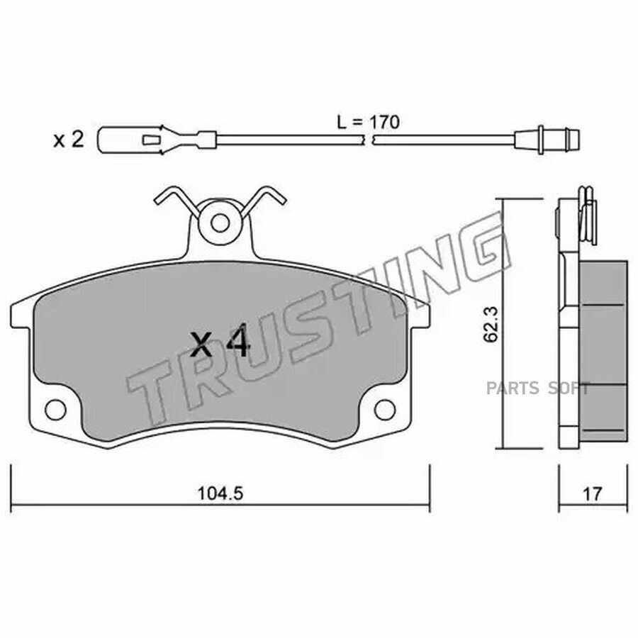 Колодки дисковые передни LADA 2108-2112 1.1-1.5 &16V 86> от официального дистрибьютора, TRUSTING, артикул 0641