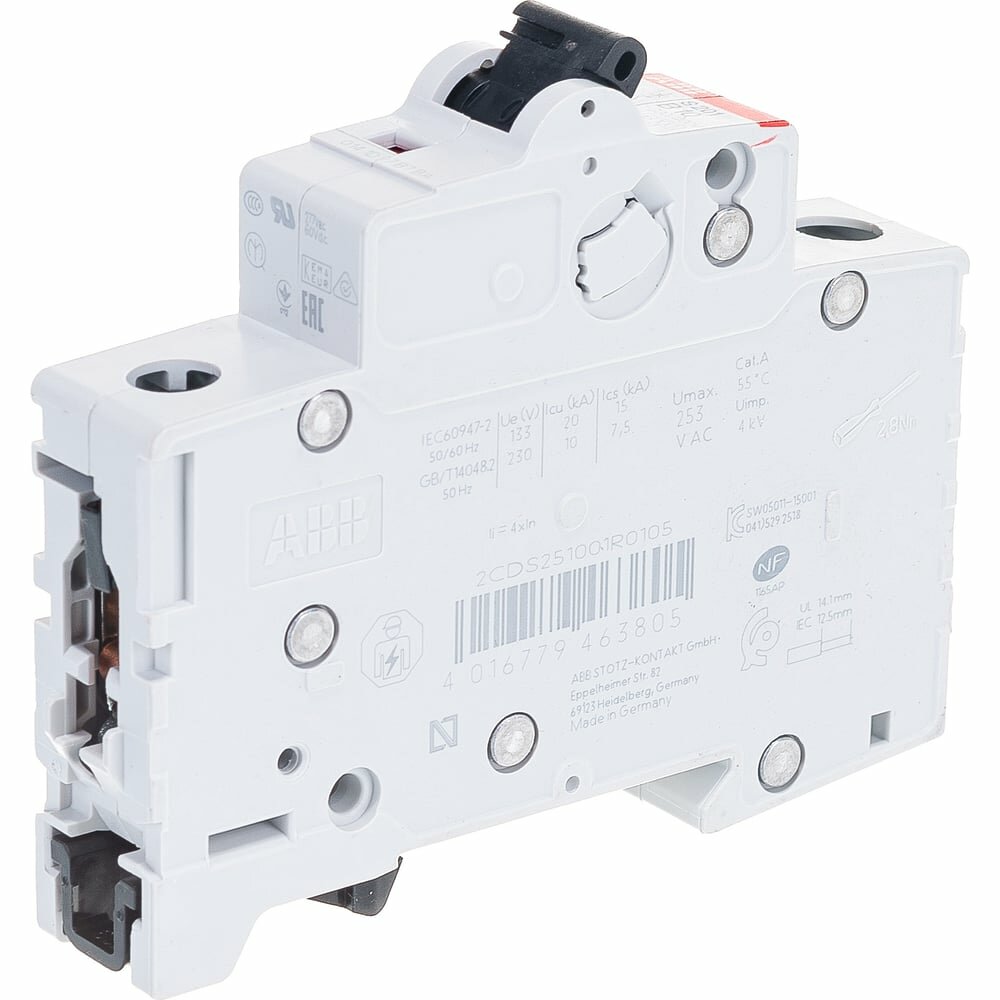 Автоматический модульный выключатель ABB 1п B S201 6кА 10А 2CDS251001R0105