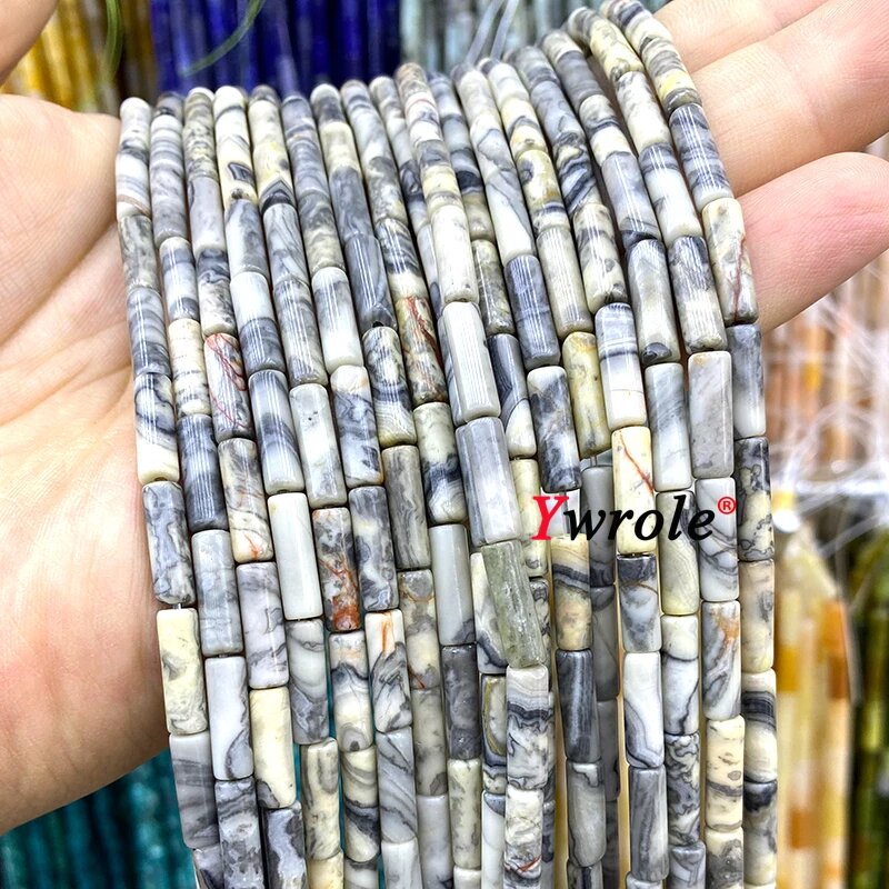 Натуральные бусины YWROLE нефрит лазурит рубин халцедон 4x13 мм 4x13mm 13-14pcs, map jasper