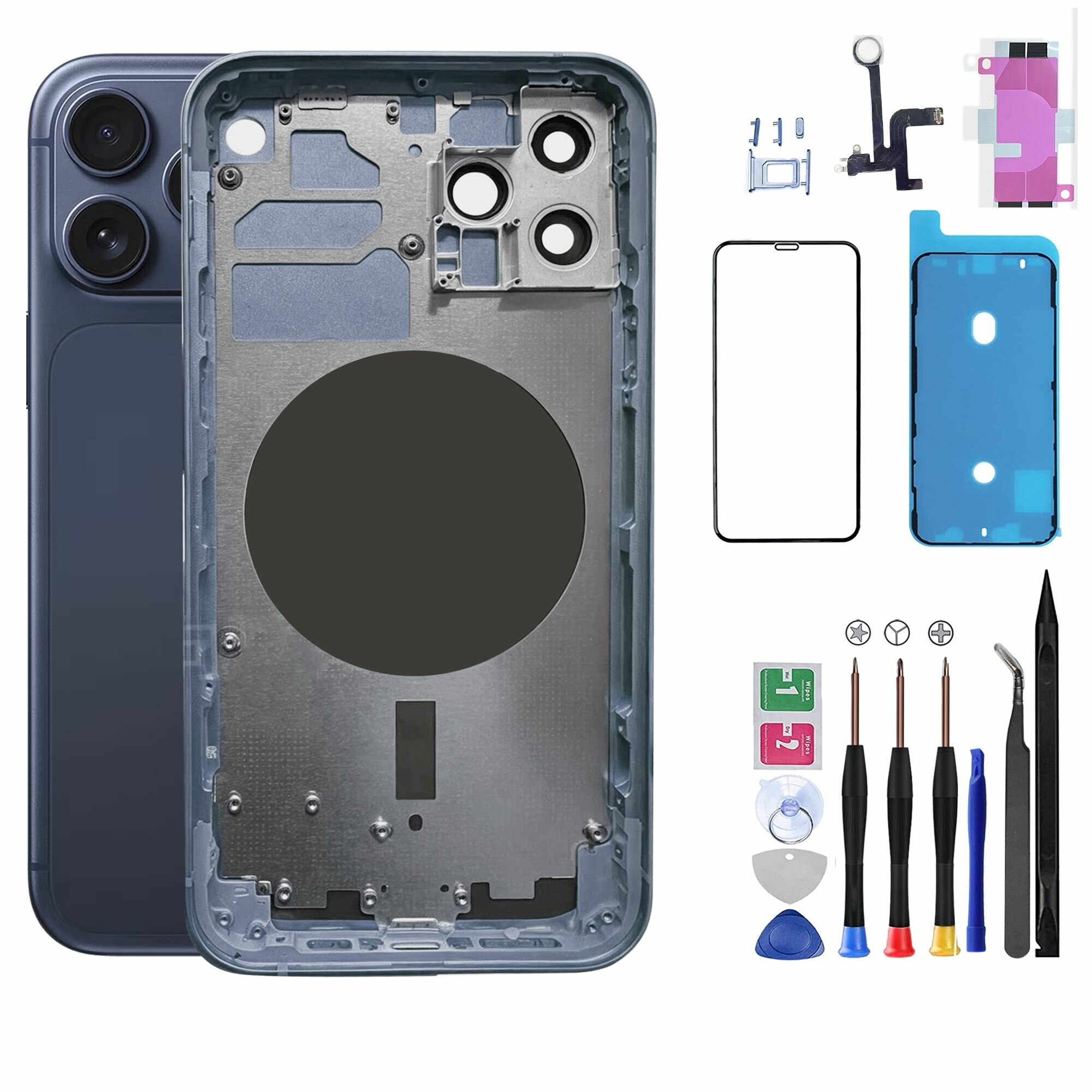 DIY комплект задней крышки, совместим с iPhone 12 Pro до 17 Pro, для самостоятельной замены с инструментами