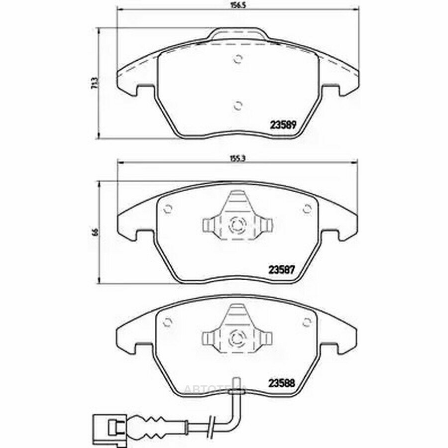 Колодки тормозные AUDI A3/VOLKSWAGEN G5/PASSAT 06>/TOURAN 03>06/CADDY 04> пер. BREMBO P85075
