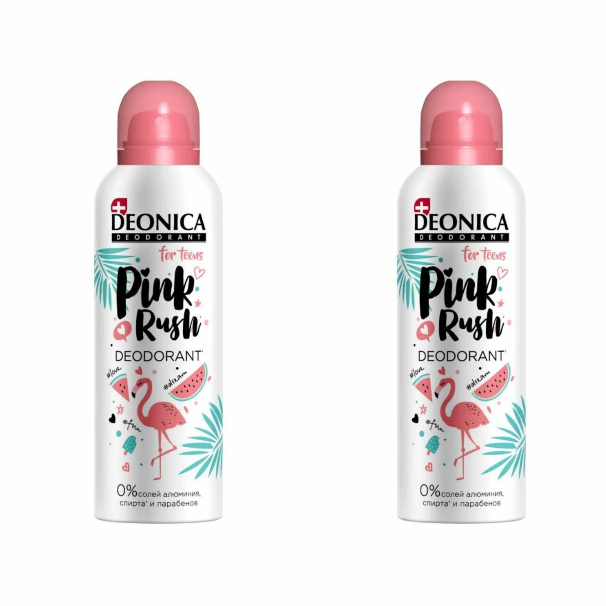 DEONICA Дезодорант детский For Teens Pink Rush, 125 мл, 2 штуки