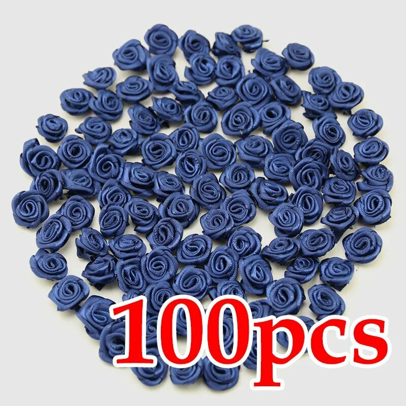 100шт Темно-синих ленточных цветов