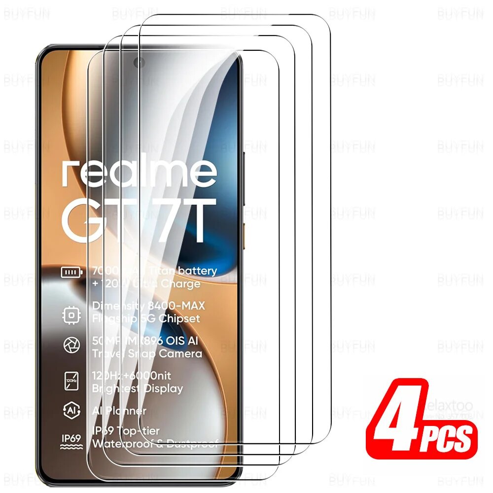 1-4 шт. закаленное стекло для Realme GT 7T 7 5G Защитная пленка для экрана Realmy GT7 GT7T RealmeGT7 RealmeGT7T Global Crystal Full Cover Film
