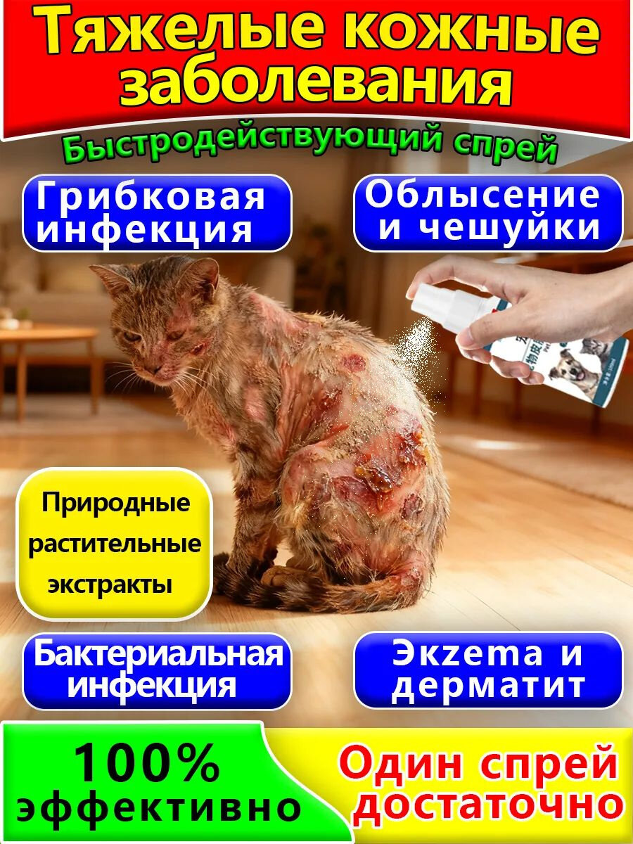 Спрей для кожных заболеваний у кошек и собак, 100ml