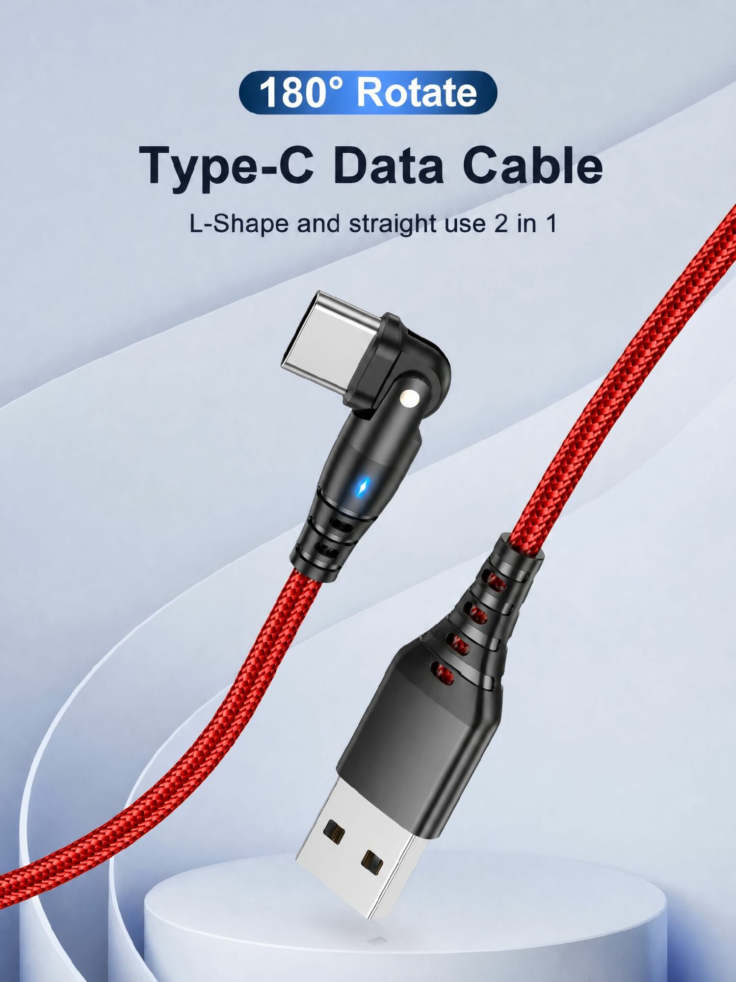 Кабель для мобильных устройств/USB Type-C, 2 м, красный