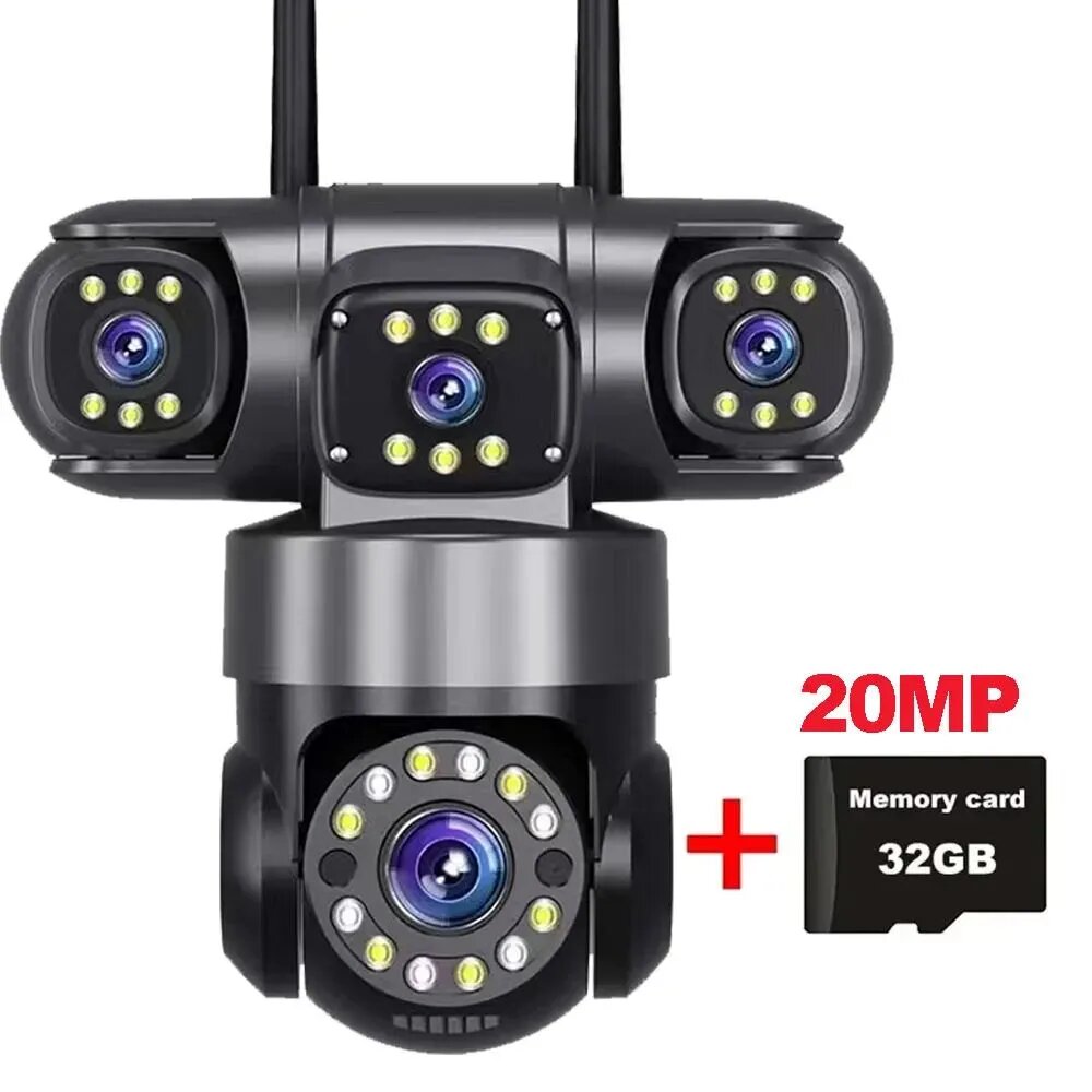 Gaolong 10K 20MP WIFI IP-камера для улицы 4 объектива 4 экрана 16-кратный зум CCTV Беспроводные камеры видеонаблюдения 6K 12MP Защита безопасности