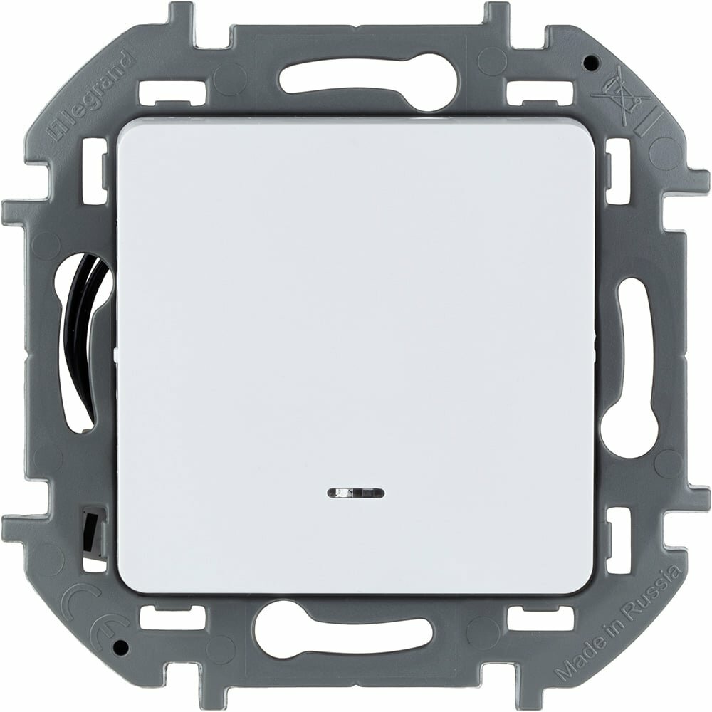 Выключатель Legrand одноклавишный с подсветкой/индикацией Legrand Inspiria 10А 250В безвинтовые зажимы белый 673610