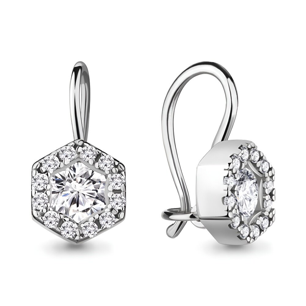 Серьги, серебро, 925 проба, фианит