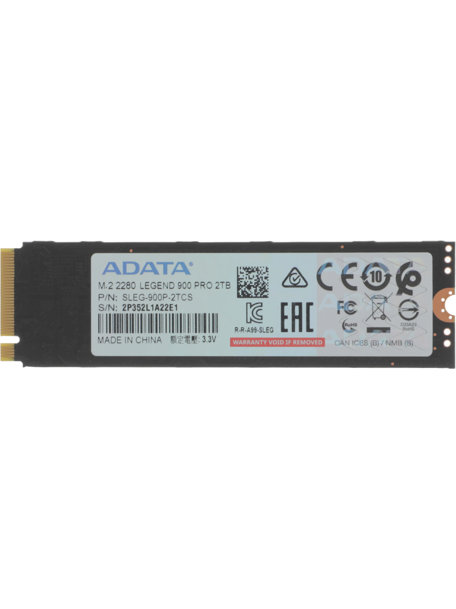 Накопитель SSD A-Data Legend 900 Pro SLEG-900P-2TCS 2 ТБ, M.2 2280, PCIe 4.0 x4, NVMe, M.2 7400 МБ/с