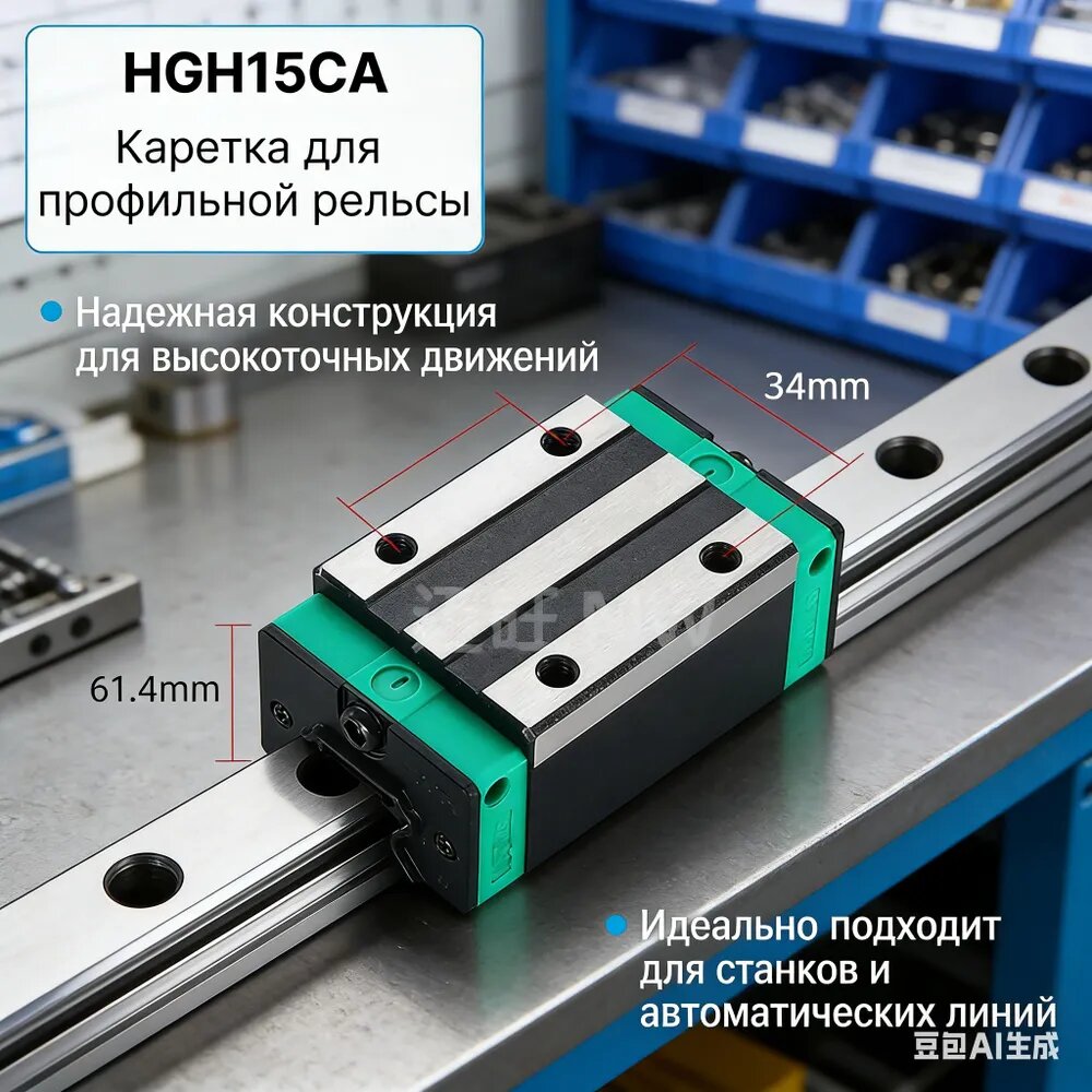 Каретка HGH15CA для рельсовой направляющей. Опорная каретка hgh15