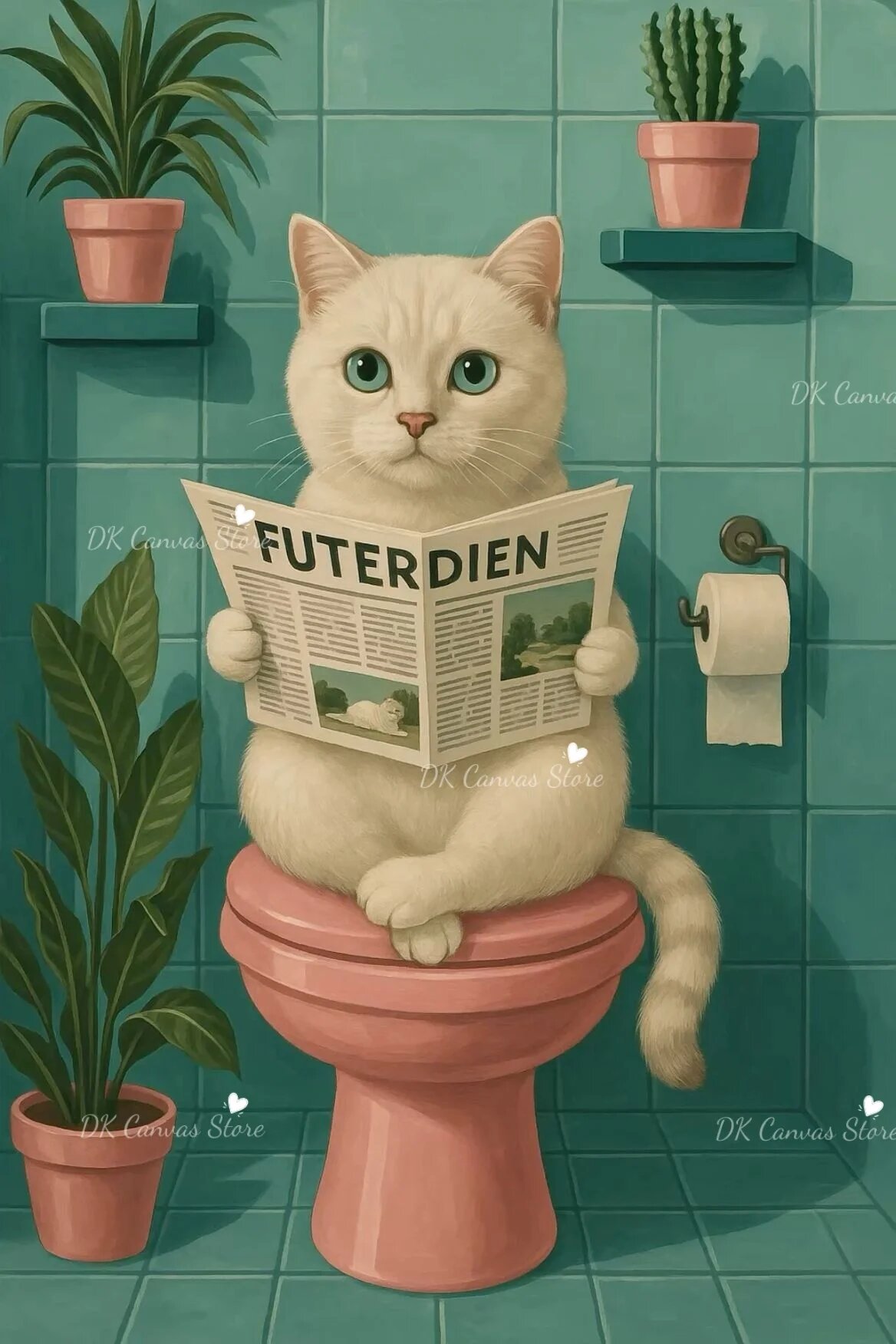 Постер с котом на унитазе, 20x30см, VA2474