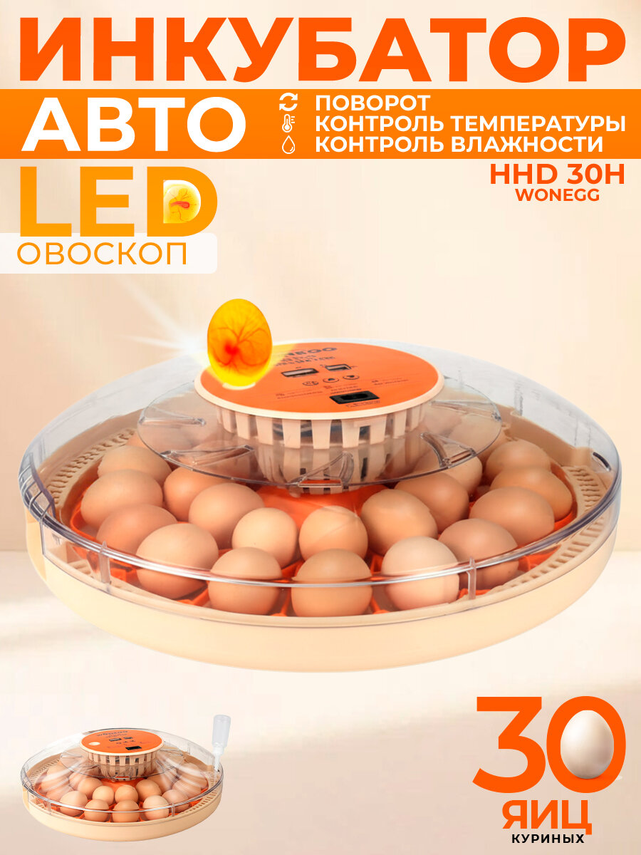 Инкубатор HHD 30H WONEGG автоматический для яиц с овоскопом на 30 яиц