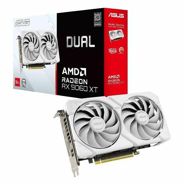 Видеокарта ASUS RX9060XT DUAL WHITE 16GB GDDR6 128bit 2xDP HDMI 2FAN RTL (DUAL-RX9060XT-16G-WHITE)