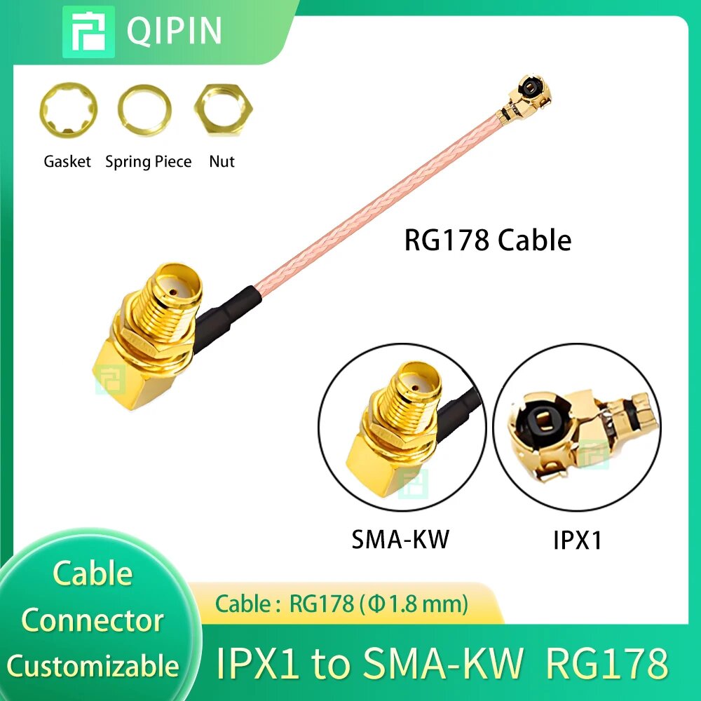 SMA (гнездо/штекер) на IPX1 адаптер RG178 кабель Mini PCI 10cm, IPX1-SMA KW