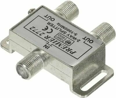 Сплиттер антенный PREMIER 2772, F-TV(f) - F-TV(f), 75Ом, серебристый 4-822