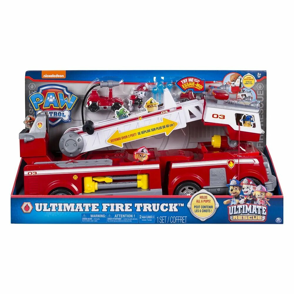 Spin Master Nickelodeon Paw Patrol Ultimate Fire Truck / Пожарная машина PAW Patrol Ultimate Rescue с выдвижной лестницей высотой 2 фута для детей от 3 лет и старше